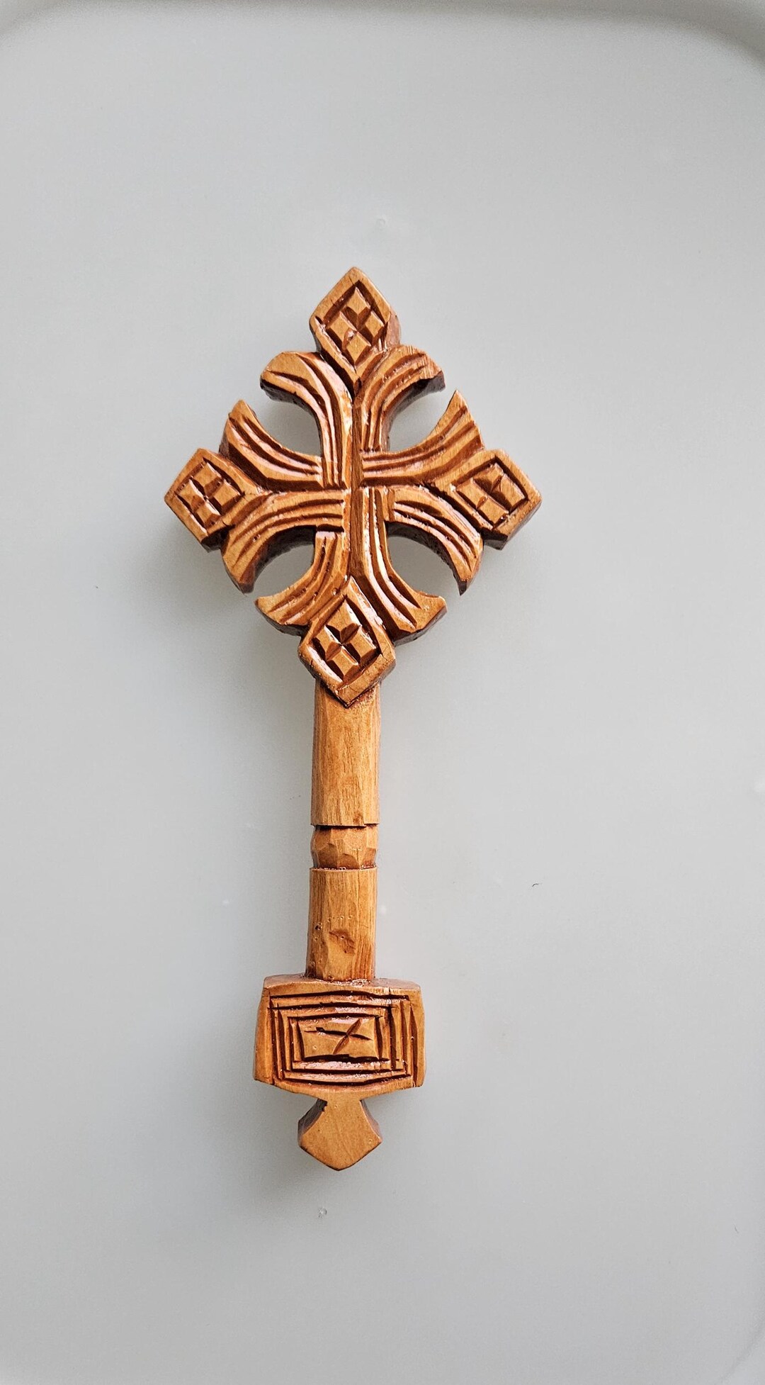 Hand Carved Wooden Ethiopian Blessing Cross, Lightweight Handheld Cross ...