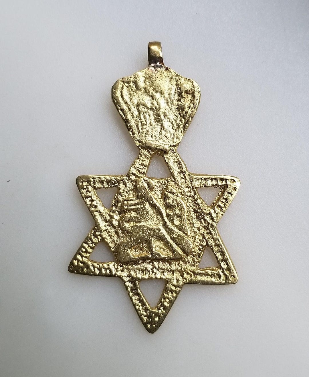 Handmade Ethiopian Lion of Judah Star of David Pendant - Etsy