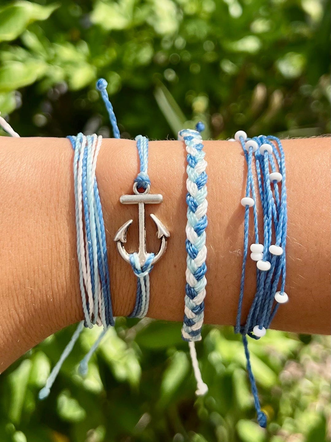 Anchor Bracelet Stack Set | Boho Surfer Look | Beach Accessories | Wax ...