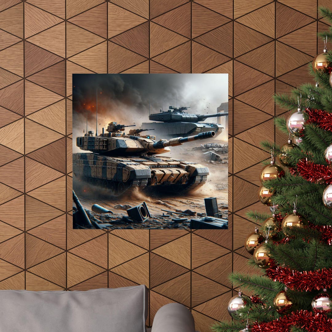 Tank Warfare Matte Vertical Poster, Military Tank Art Print, War ...