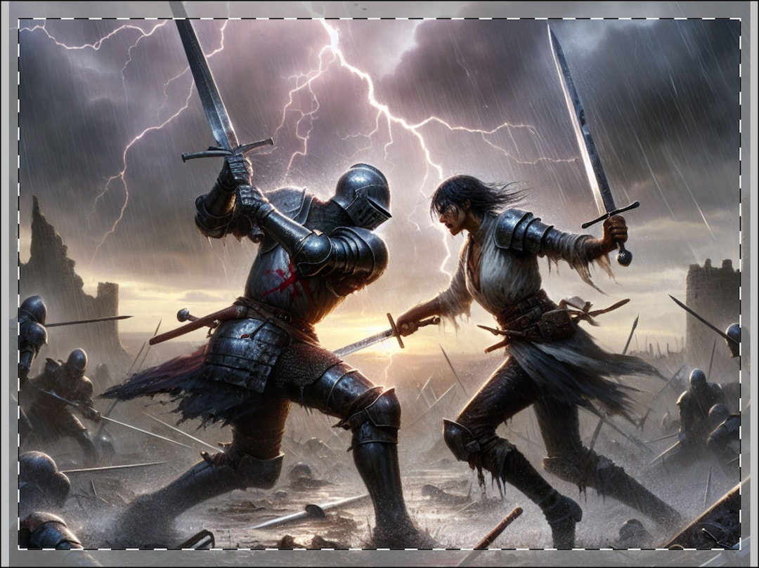 Framed Poster, Medieval Battle Art Print, Historic War Scene Wall Decor ...