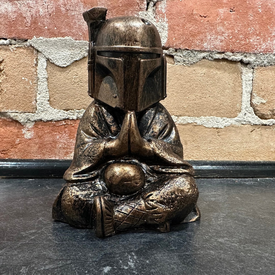 Bronze Buddha Fett Statue, Mandalorian Bounty Hunter, Hand Cast Resin ...
