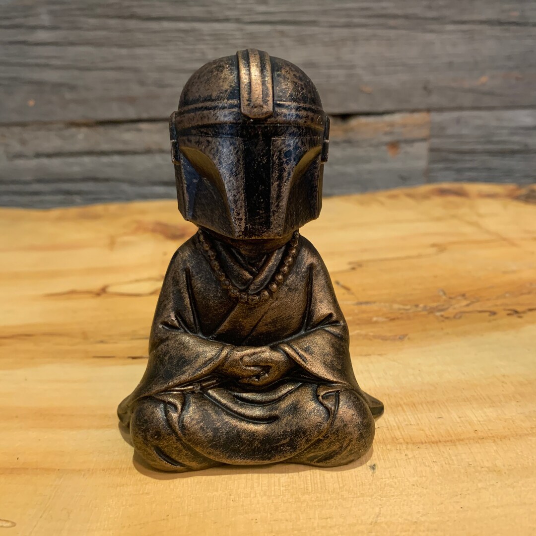 Bronze Mandalorian Buddha Statue Star Wars Buddha Mando - Etsy