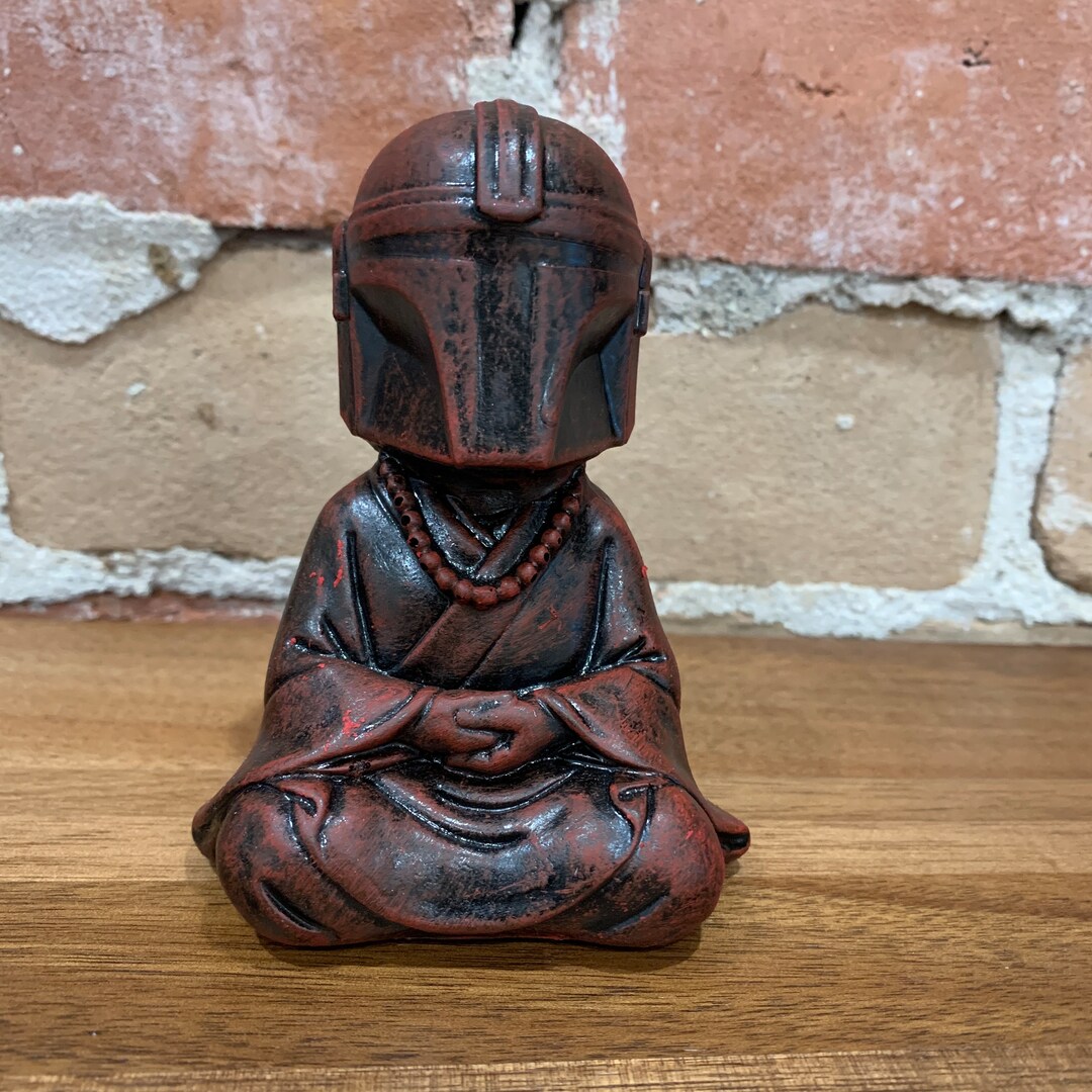 Red Mandalorian Buddha Statue Star Wars Buddha Mando - Etsy