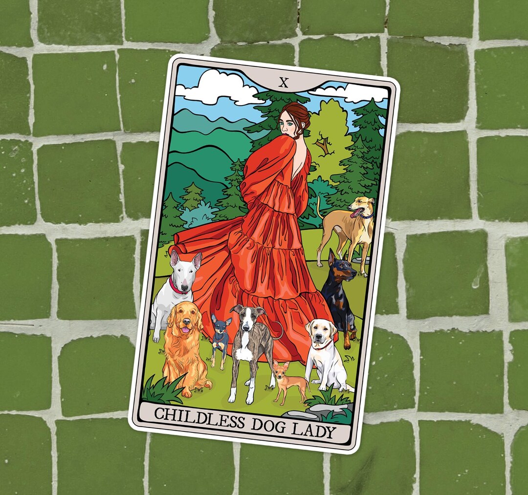 Childless Dog Lady Tarot Card Sticker - Waterproof, Fade-resistant ...