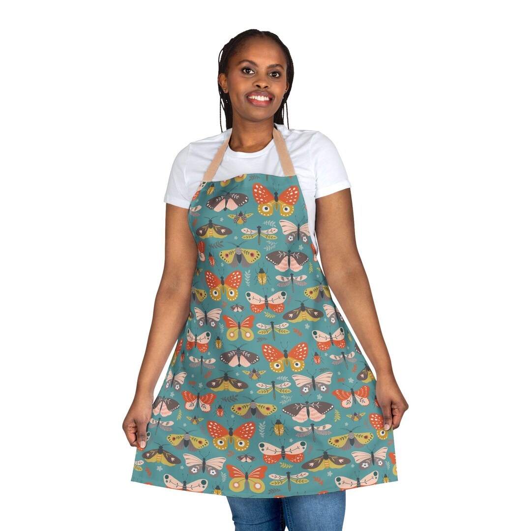 Flutter Frolic Moth, Butterfly, Dragonfly Insect Design Kitchen Apron ...