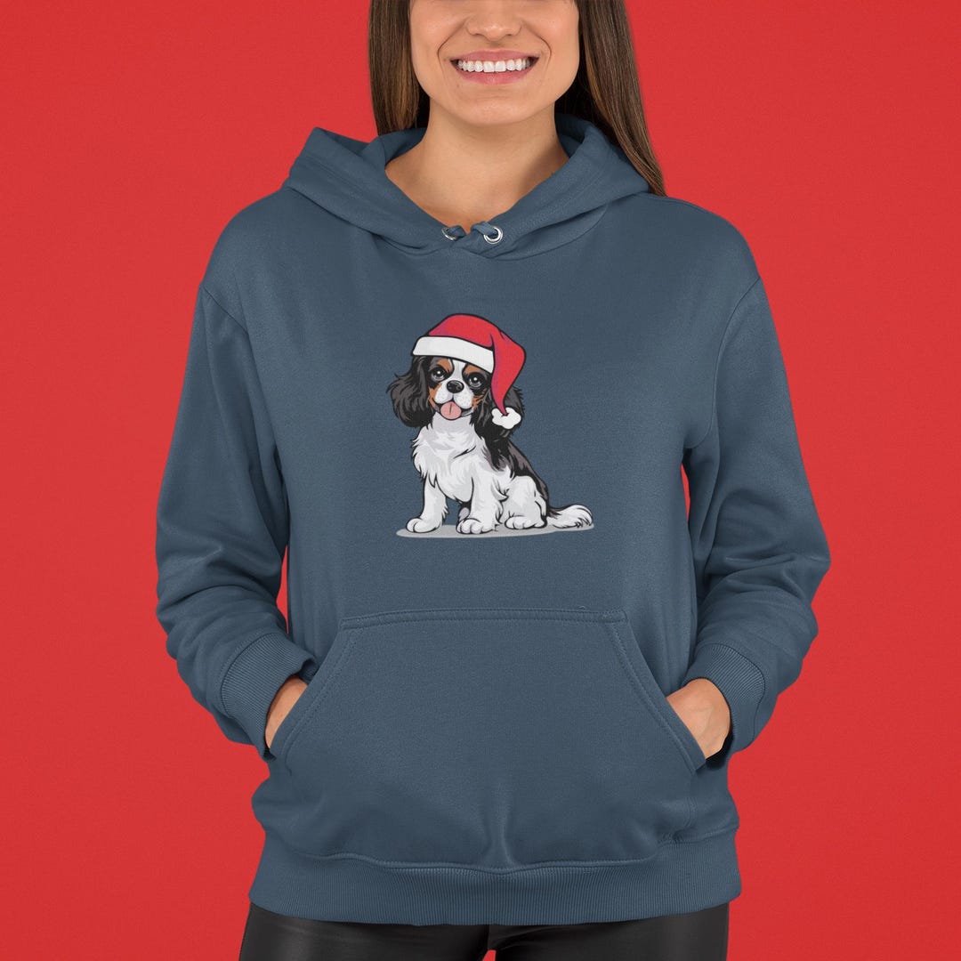 Christmas Tricolor Cavalier King Charles Spaniel Dog Pullover Hoodie ...