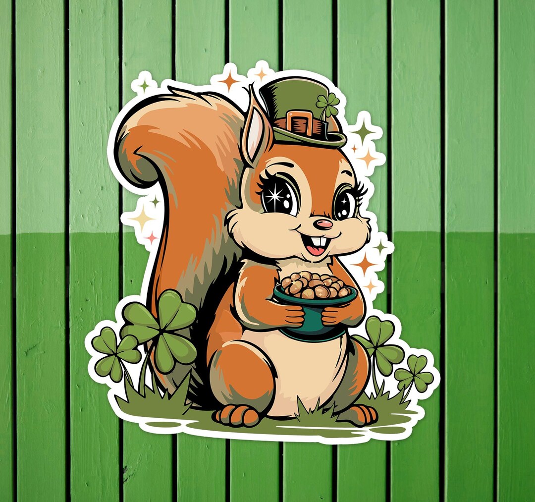 St. Patrick's Day Squirrel Sticker Waterproof, Fade-resistant Decal ...