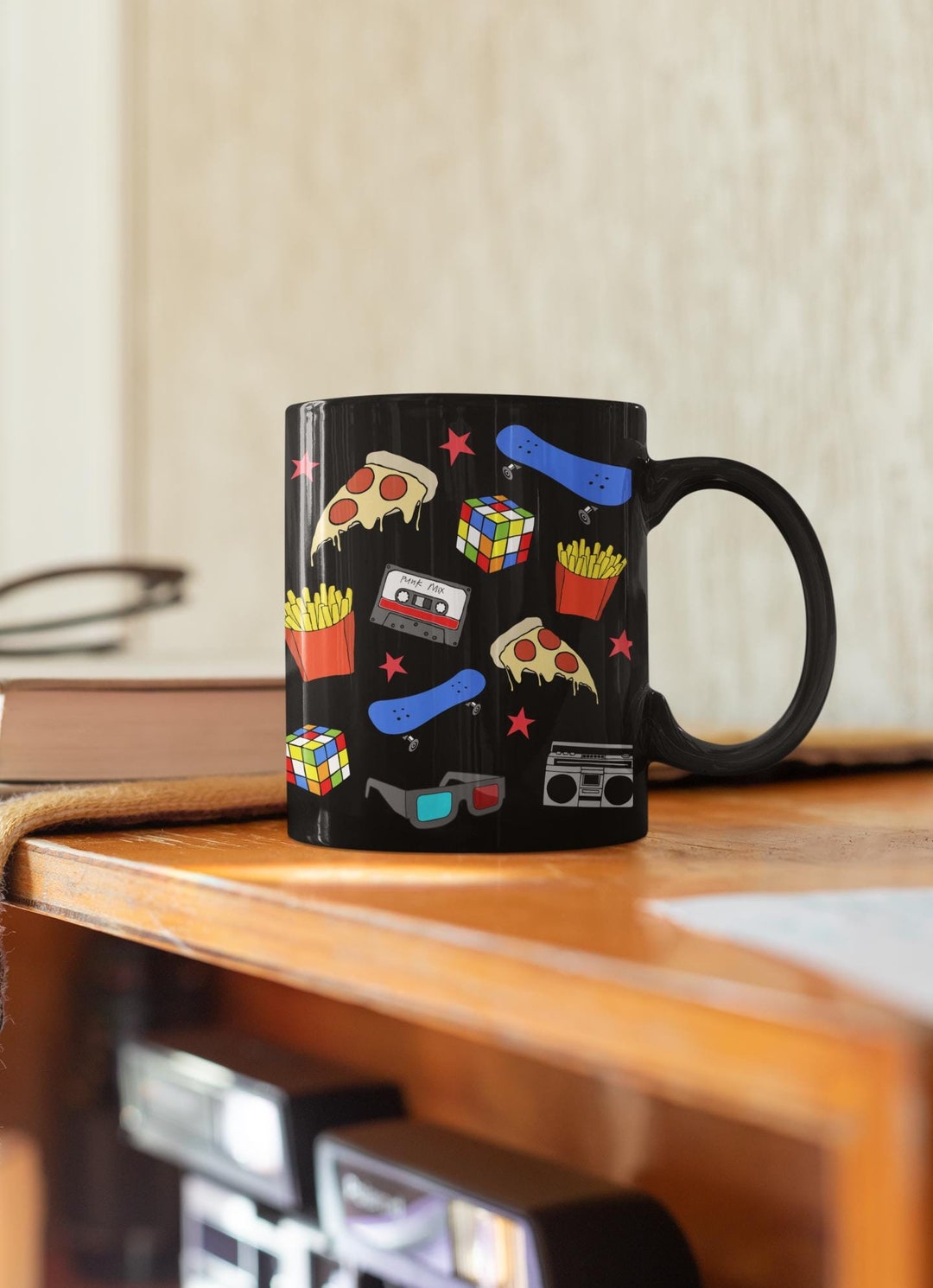 80's Nostalgia Black Ceramic Coffee Tea Mug 11oz - Cassette Tapes ...