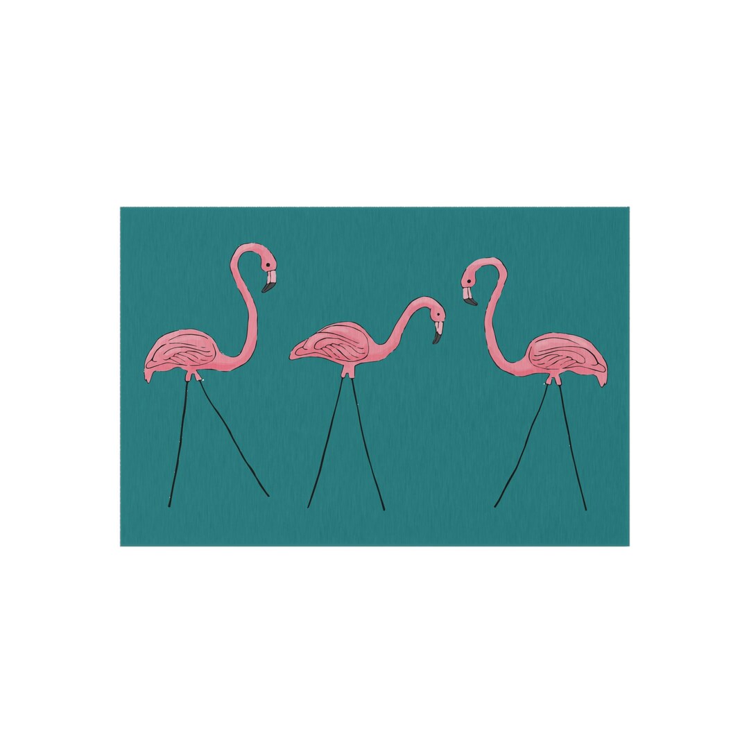 Pink Plastic Flamingos Outdoor Rug Lawn Flamingo Design Multiple Sizes ...