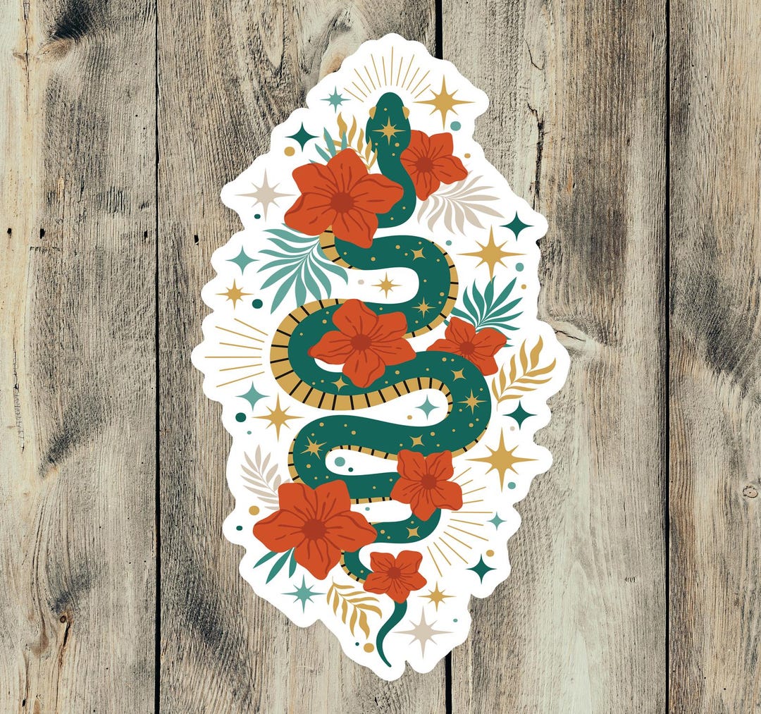 Mystic Jade Snake Sticker - Serpents Vinyl Decal Stickers Boho Snakes ...