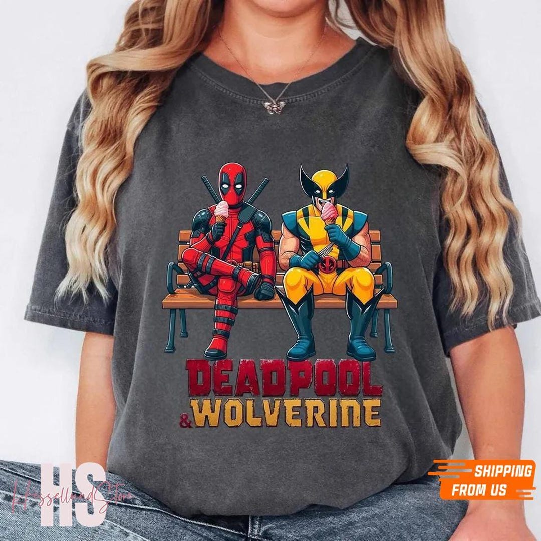 Deadpool Wolverine Eating Ice Cream Shirt, Besties Deadpool Sweatshirt ...