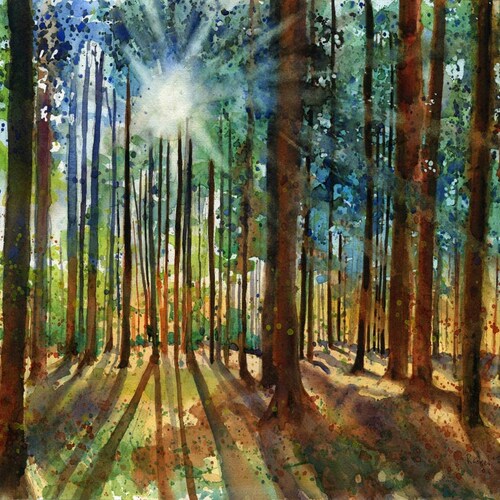 Spring Forest Archival Print Watercolor Landscape Painting - Etsy