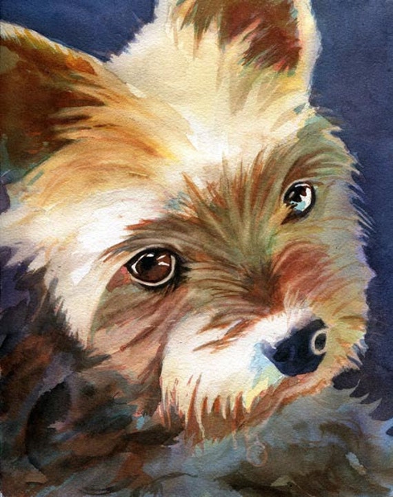 Yorky Art Dog Portrait Art Watercolor Yorkshire Terrier | Etsy