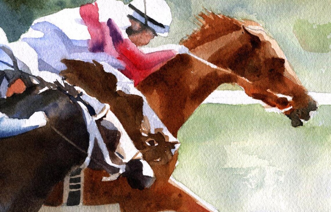 Racehorse Art Print Race Thoroughbred Quarter Horse Large Big - Etsy