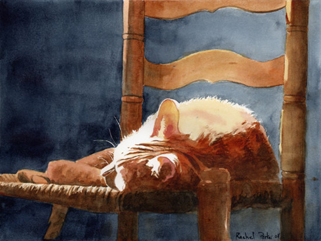 Orange Marmalade Ginger Tabby Cat Art Print of My Watercolor Painting ...