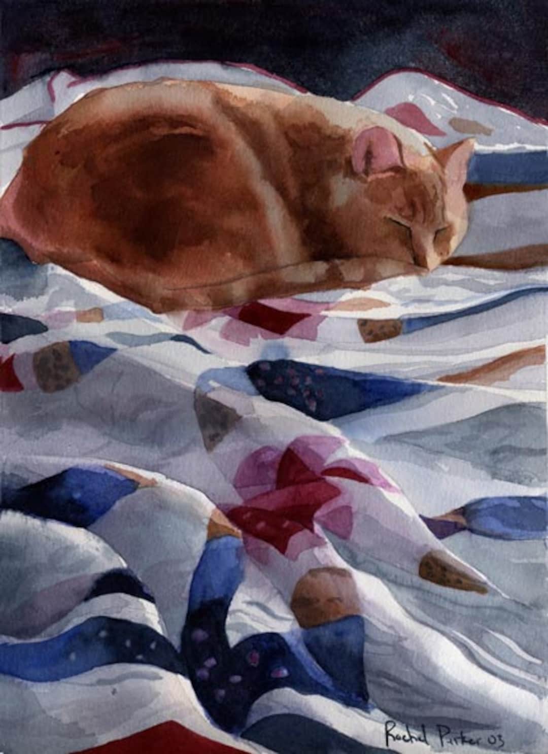 Orange Marmalade Ginger Tabby Cat Art Print of My Watercolor Painting ...