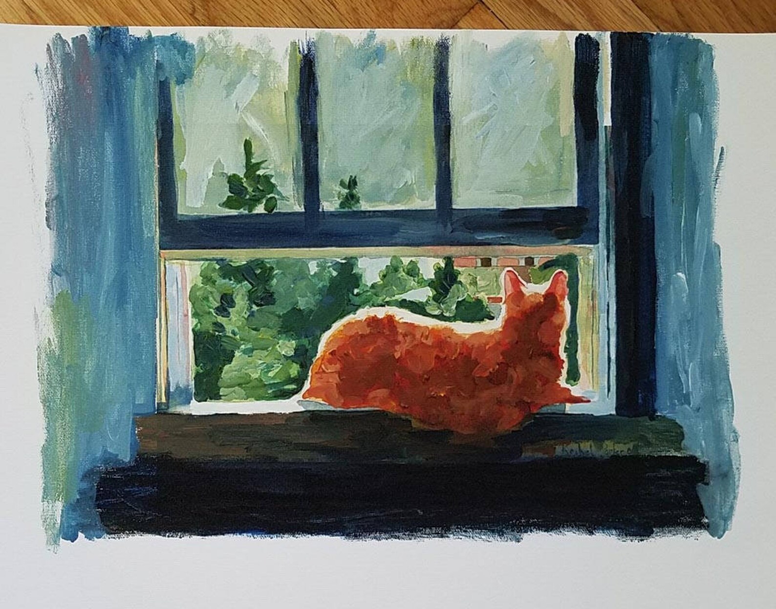 Orange Marmalade Tabby Cat Art Painting PRINT Watercolor Painting ...