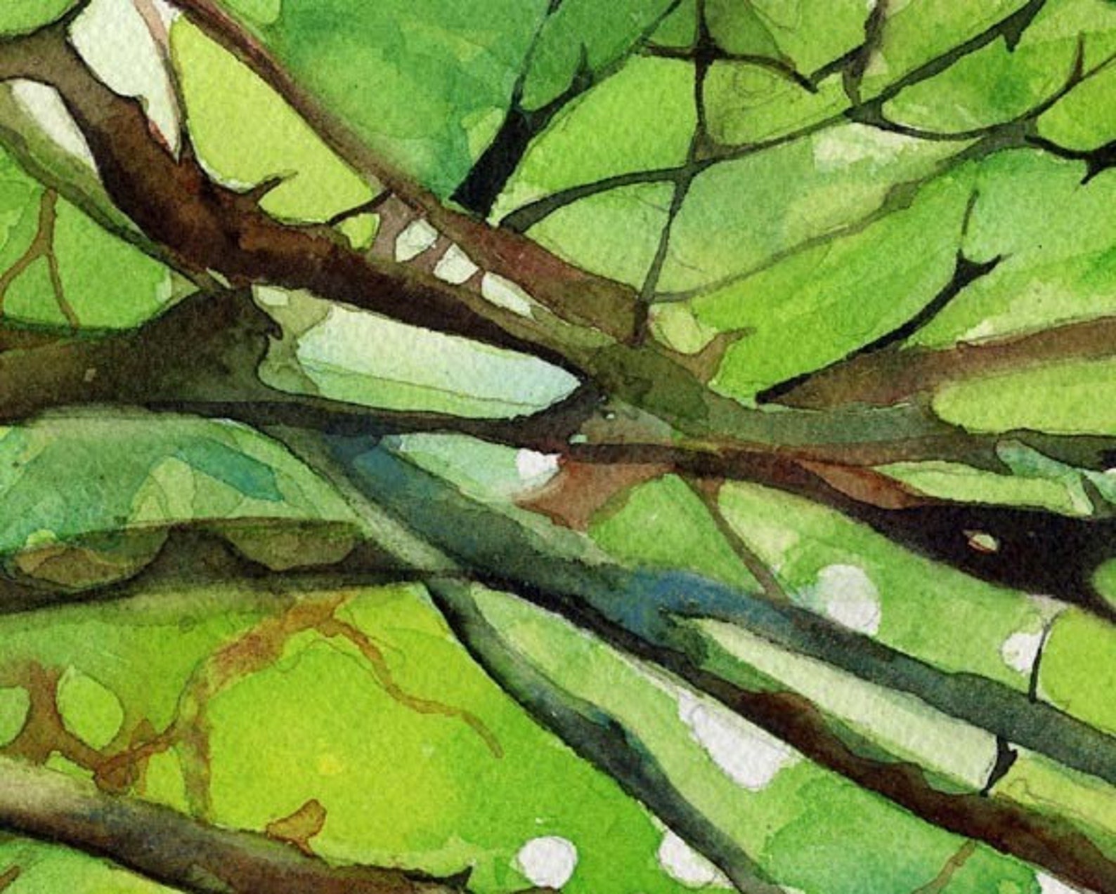 Zen Nature Abstract Green Art Print of My Watercolor Painting - Etsy