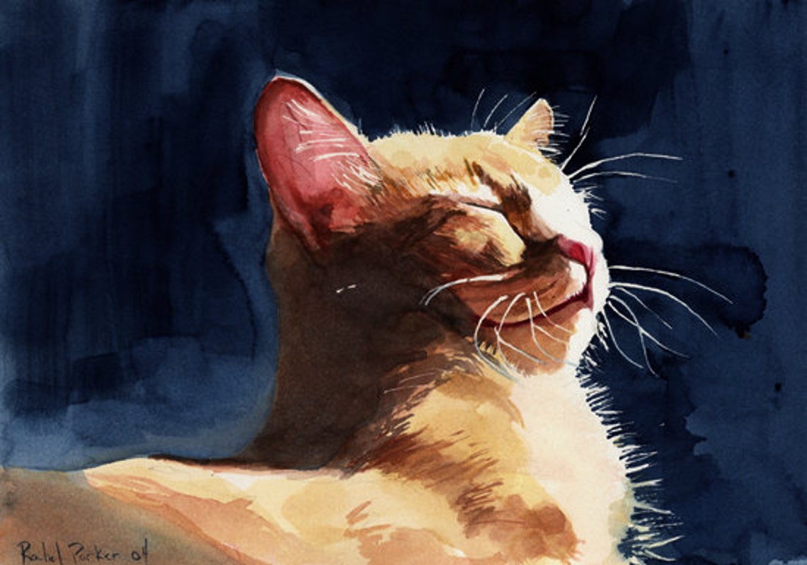 Orange Marmalade Tabby Cat Art Print of My Watercolor Painting | Etsy UK