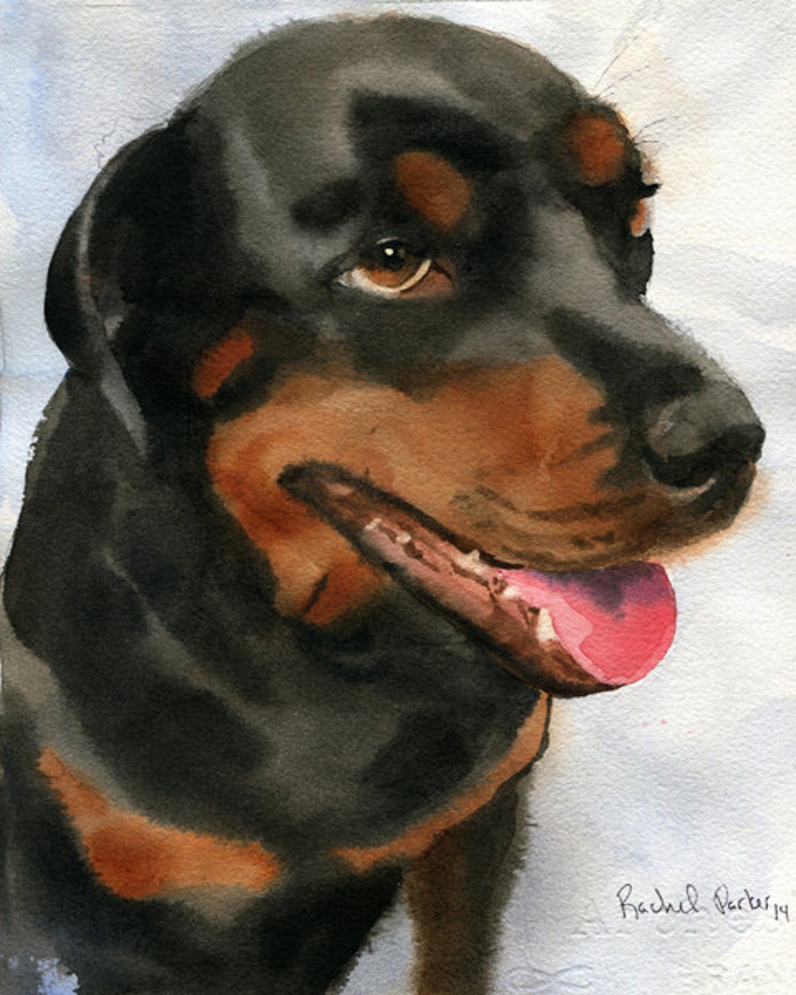 Rottweiler Dog Art Print of a Watercolor Handmade Painting - Etsy