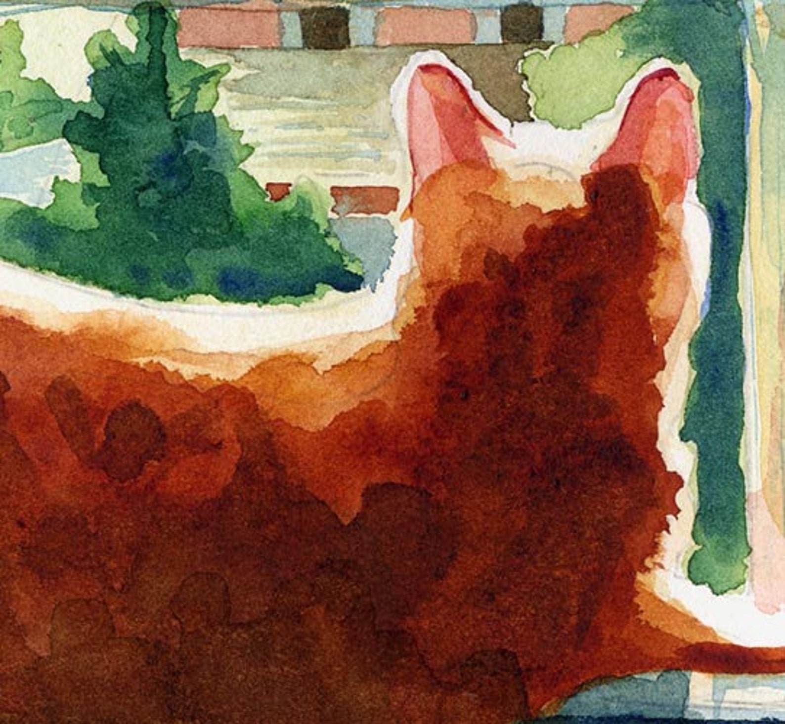 Orange Marmalade Tabby Cat Art Painting PRINT Watercolor Painting ...
