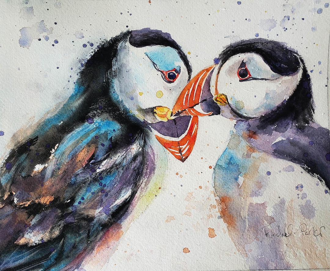 Puffin Original Puffin Art Puffin Watercolor Puffin Painting - Etsy
