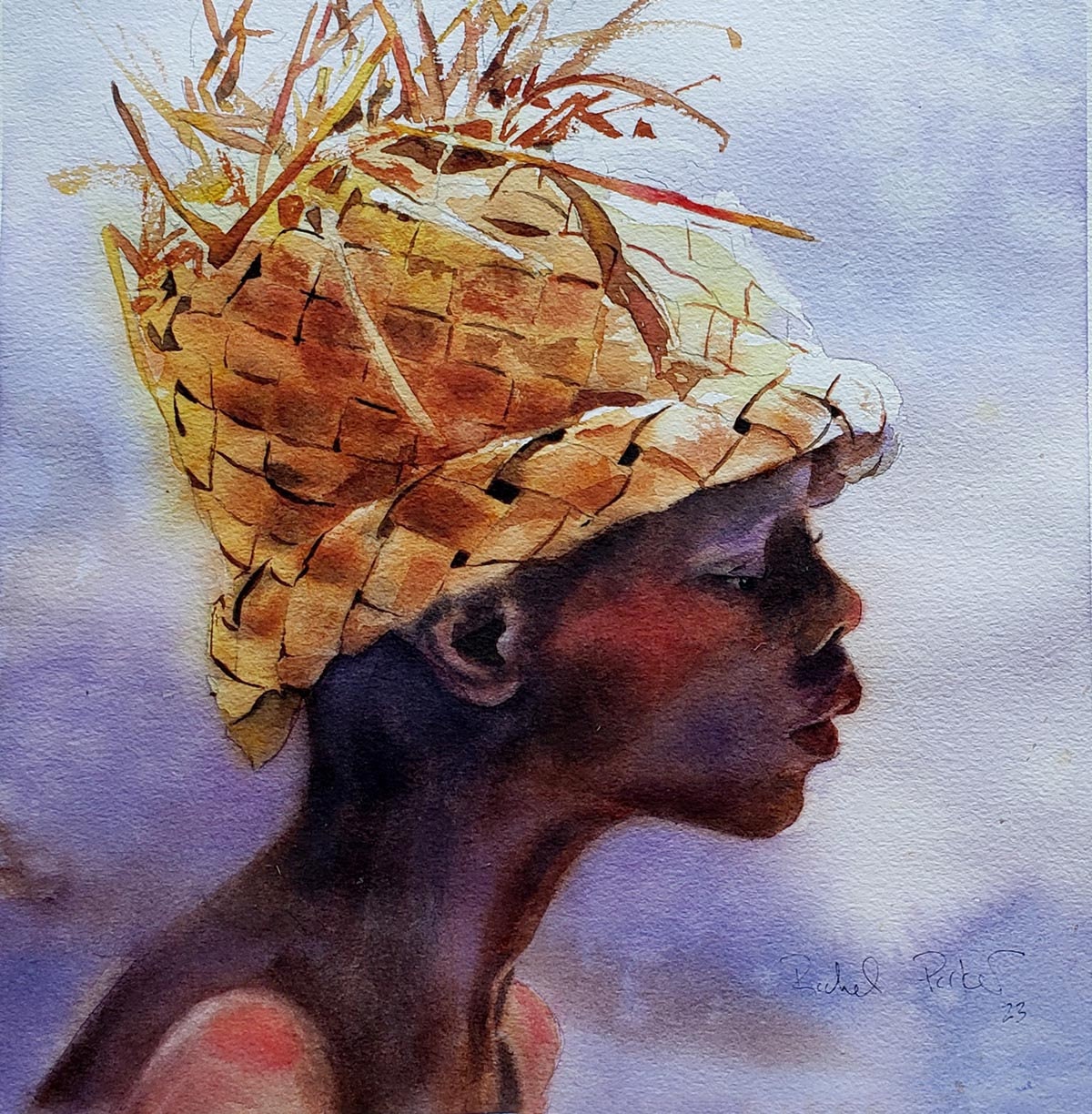 Black Art Print of a Black Boy Portrait Watercolor Painting African ...