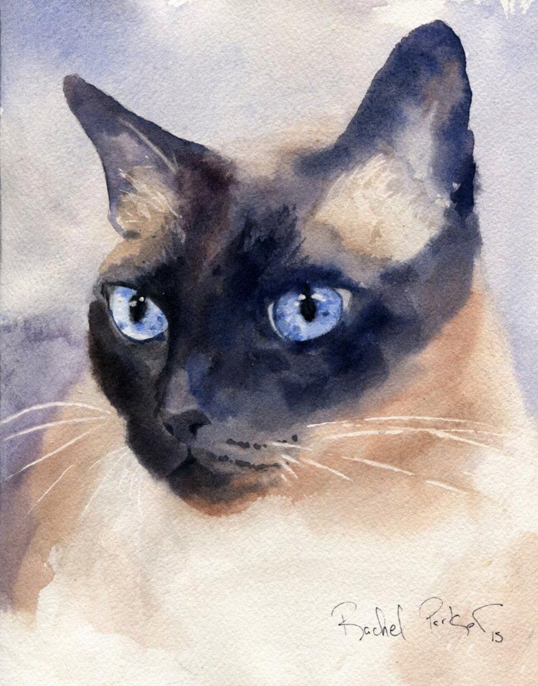 Print Applehead Siamese Cat Art Print of a Watercolor Painting Big ...