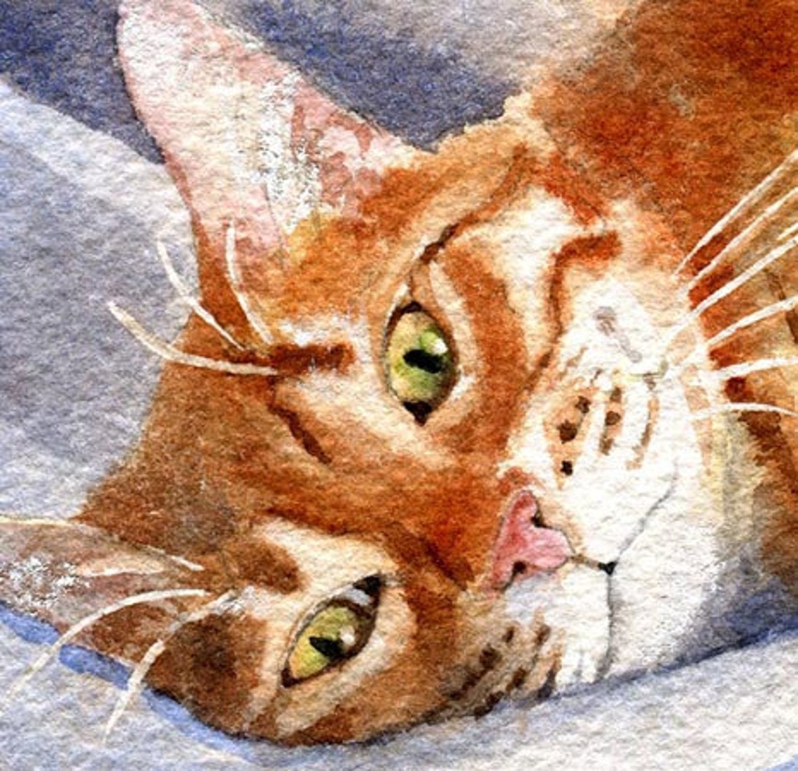 Orange Ginger Tabby Cat Print of Painting Art Marmalade Watercolor ...