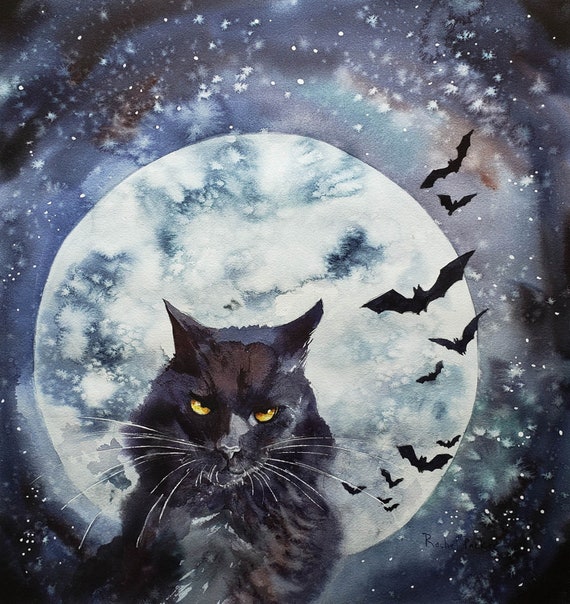 Black Cat Halloween Paintings