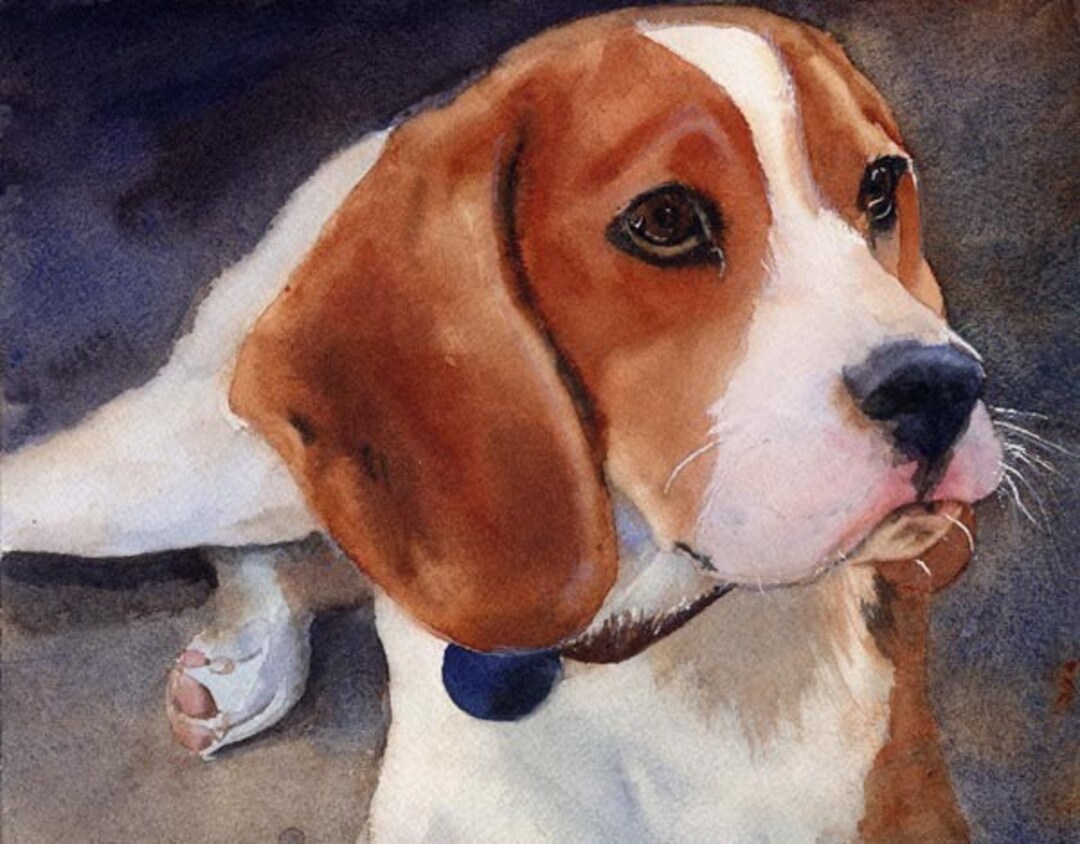 Beagle Dog Hound Art Print of My Watercolor Painting - Etsy