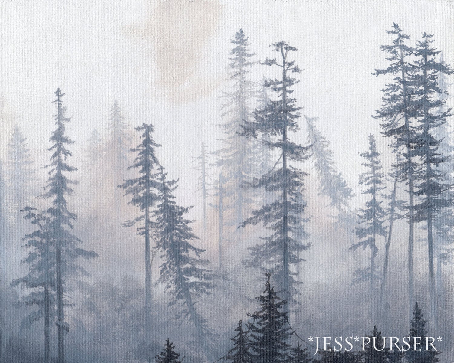 Pacific northwest forest painting print poster print Tree | Etsy