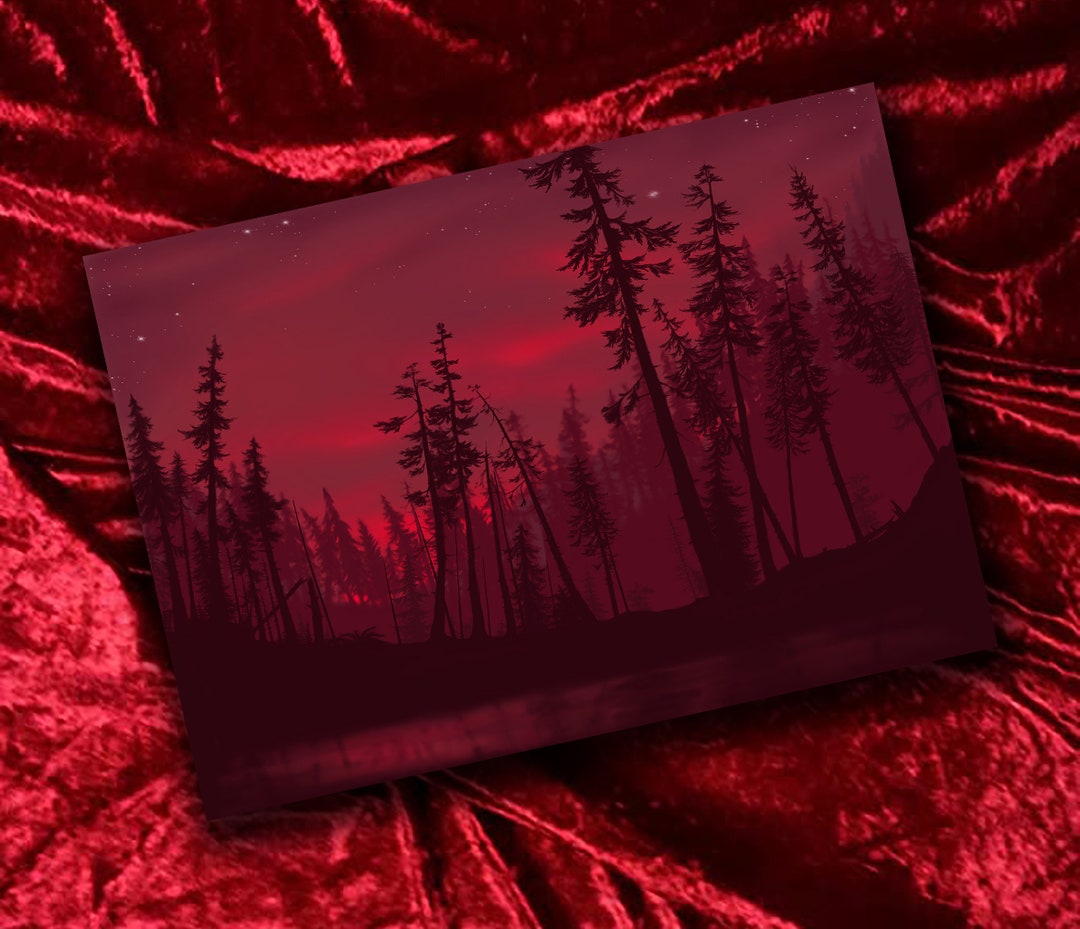 Red Forest Postcard Set 10 Postcards - Etsy