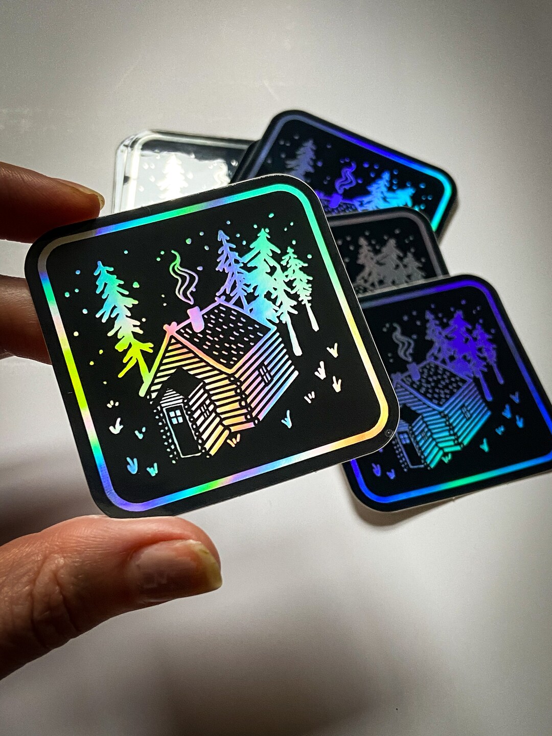 Hologram Forest Cabin Stickers Limited Edition Bullet - Etsy