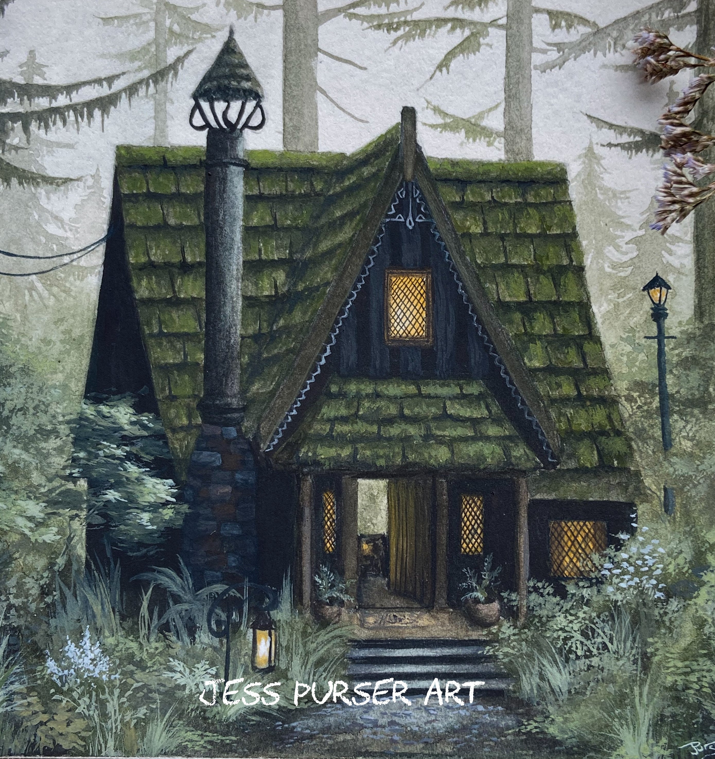 Witch Retreats - High Trees Cabin - Witches House Original Painting - Etsy
