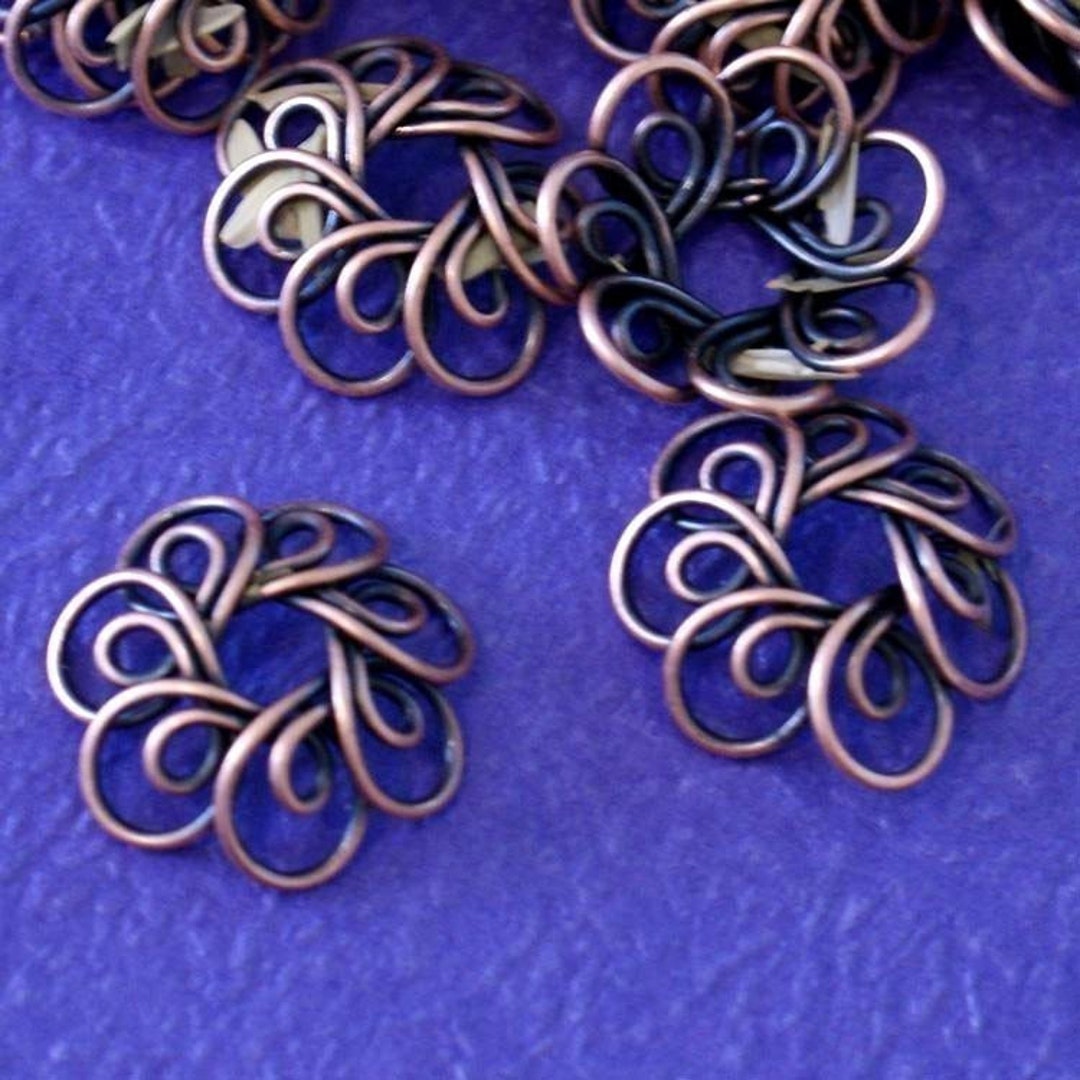 20pcs Antique Copper Wire Flower Caps - Etsy