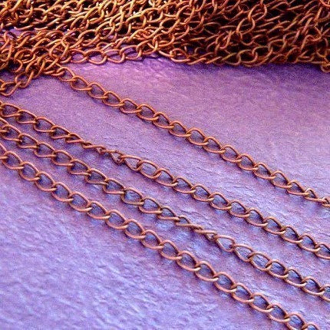 20 Feet Antique Copper Twisted Link Chain T170A-R - Etsy
