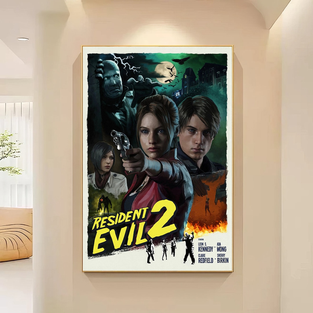 Resident Evil 2 Remake Poster, High Quality Canvas Poster Prints, Retro ...