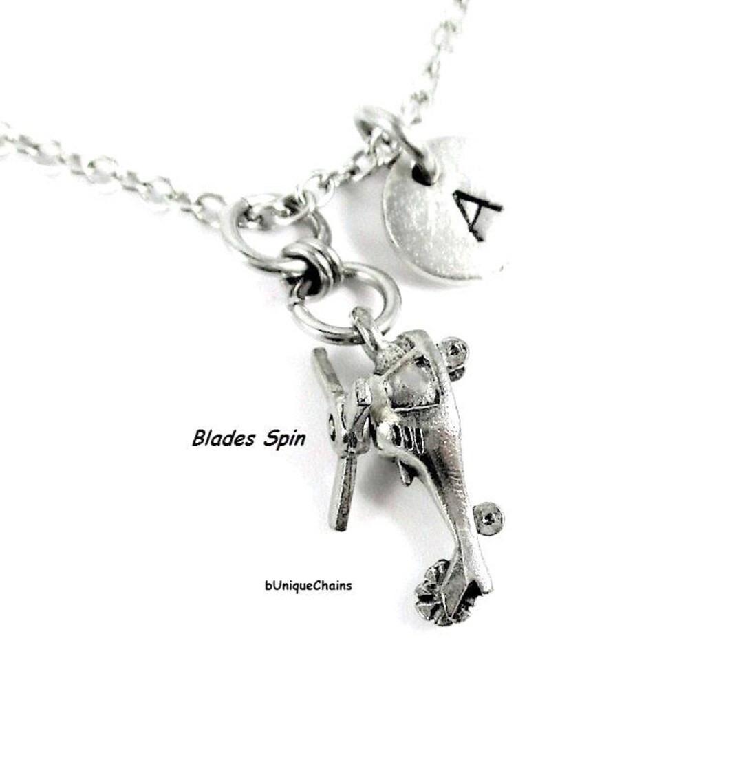 Helicopter 3D Moveable Rotor Blades Chopper Pilot Airforce Necklace ...