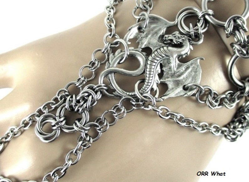 Dragon Hand Chain Stainless Steel Medieval Chainmaille Slave | Etsy