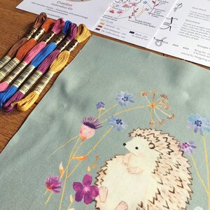 Hedgehog Embroidery Kit With Garden Flowers - Comfort - Etsy