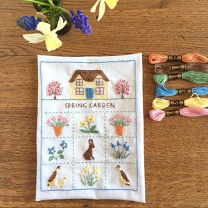 Spring Cottage Garden Embroidery Sampler Kit - Rabbit Embroidery ...