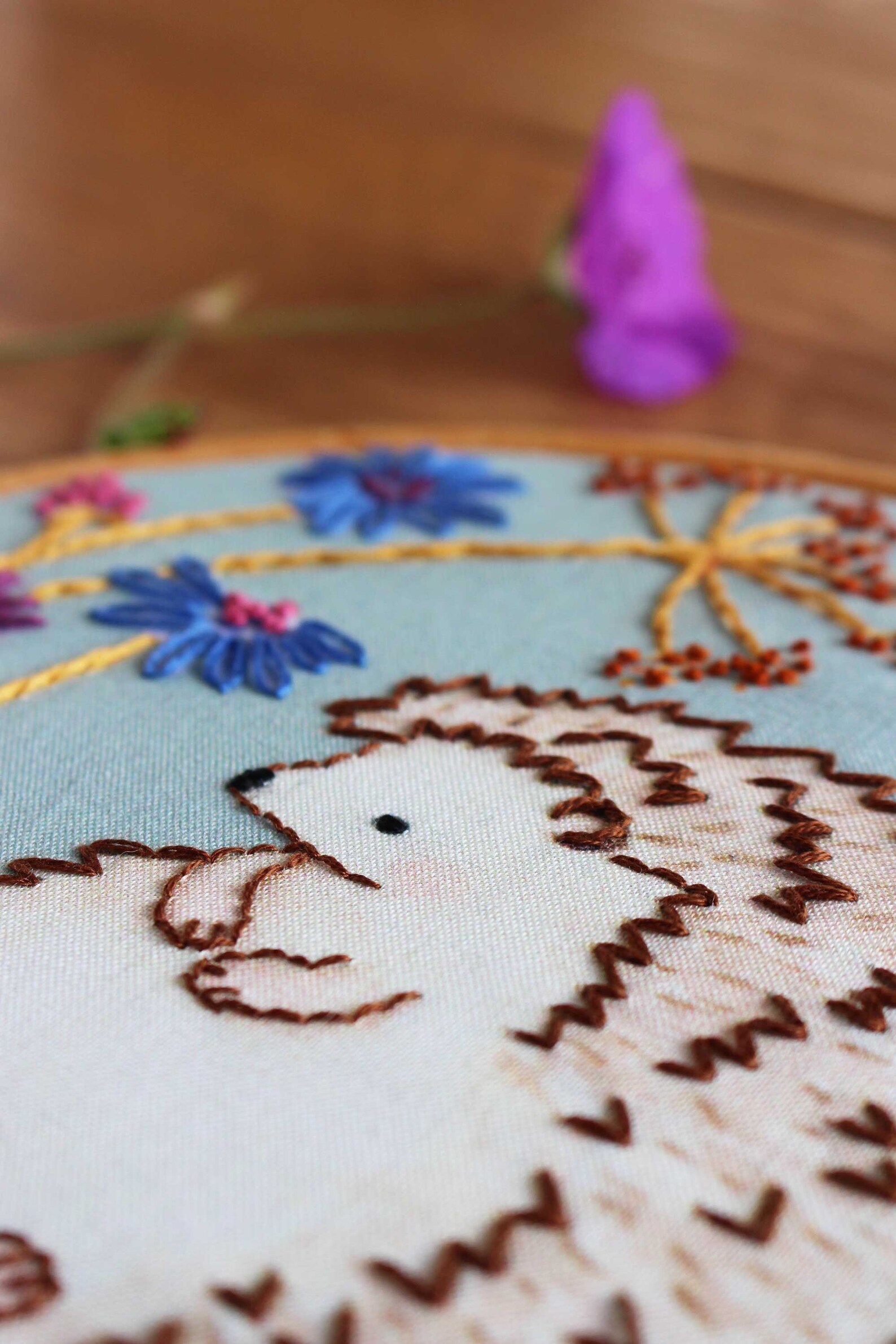 Hedgehog Embroidery Kit With Garden Flowers - Comfort - Etsy