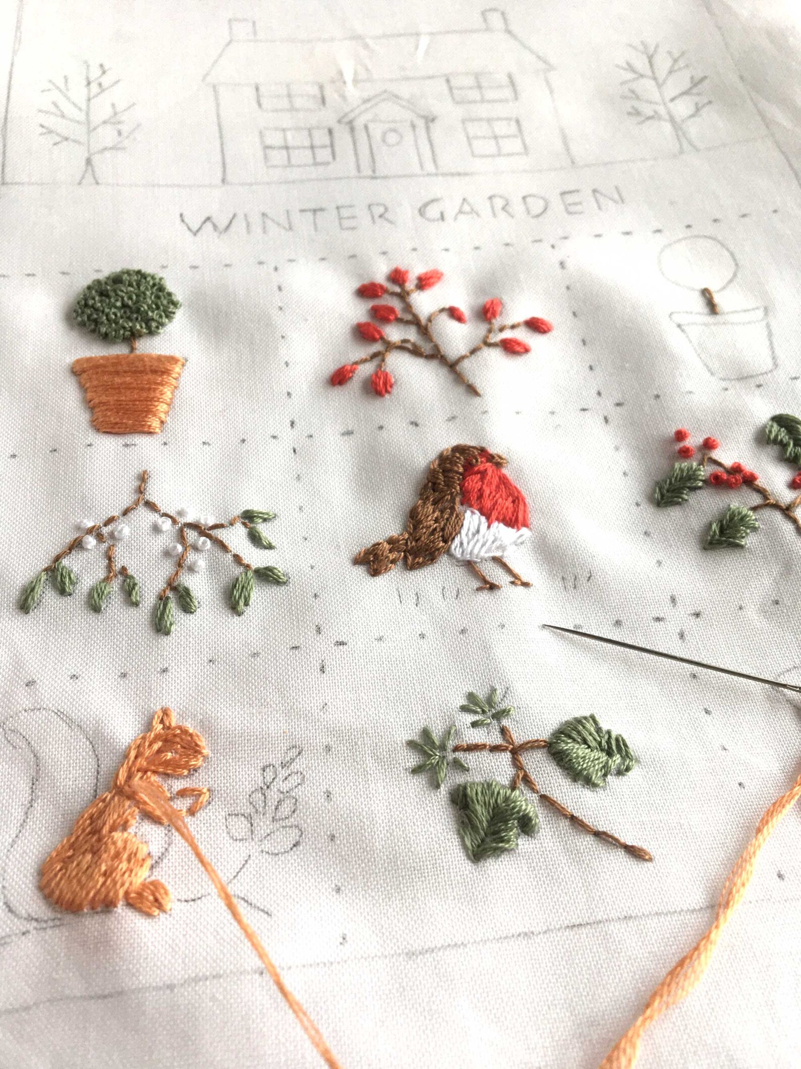 Winter Cottage Garden Sampler Embroidery Kit – Hand Embroidery Pattern ...