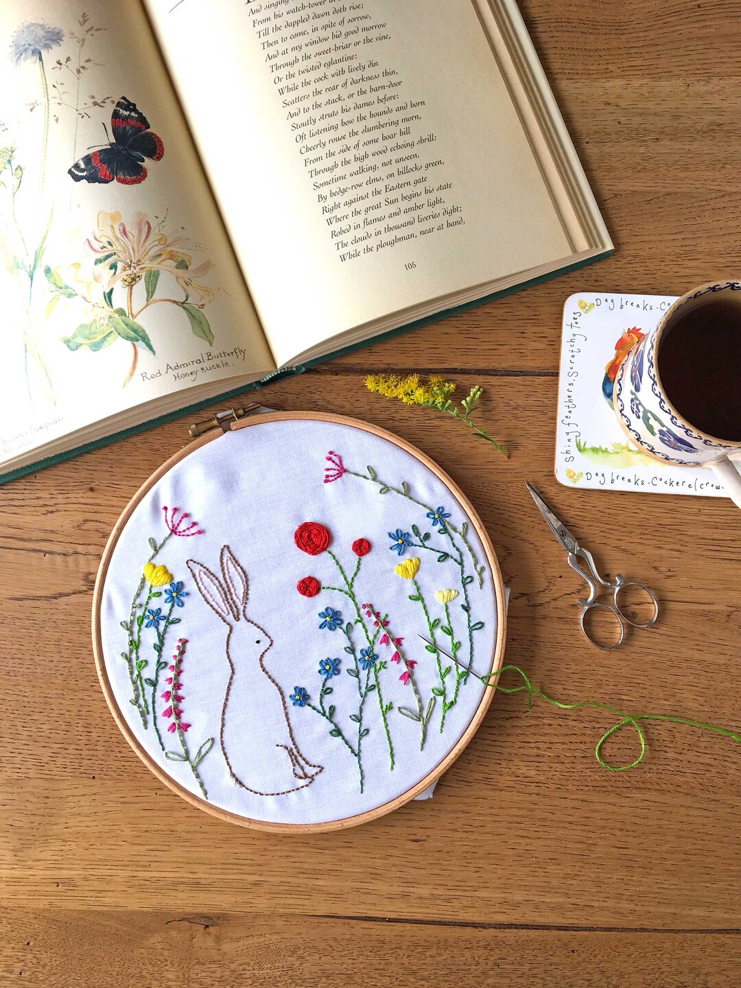 Embroidery Kit Wildflower and Hare, My Happy Place - Etsy