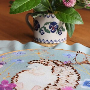 Hedgehog Embroidery Kit With Garden Flowers - Comfort - Etsy