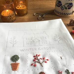 Winter Cottage Garden Sampler Embroidery Kit – Hand Embroidery Pattern ...