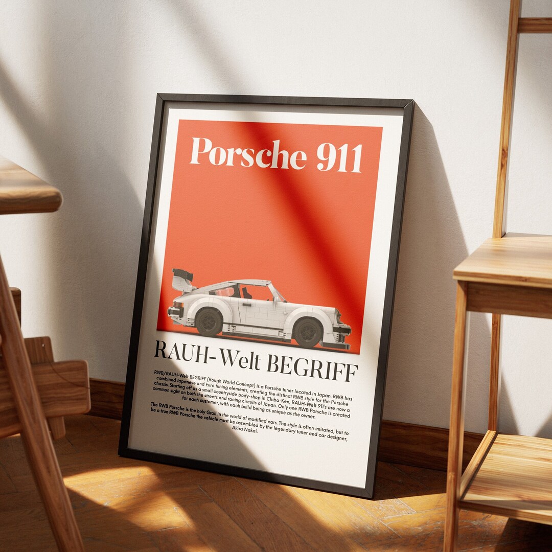 Vintage Style Lego RWB Porsche 911 930 Poster Print Modern Minimalist ...
