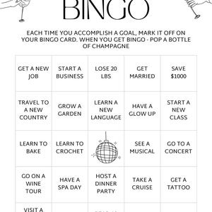 2025 New Years Bingo Card New Years Resolution Bingo Game NYE Activity ...
